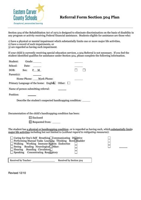 Top 16 504 Form Templates Free To Download In Pdf Format