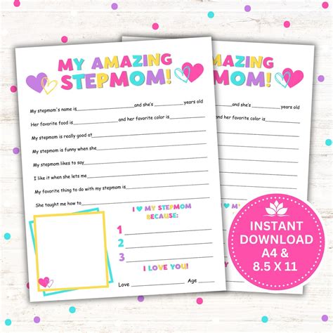 Stepmom Fill In Printable Mothers Day T Pdf Etsy