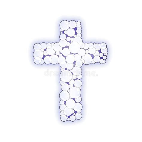 Luminous Christian Cross Composed Of Bubbles Shining On White