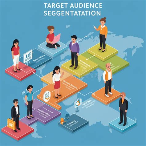 Isometric Illustration Depicting Target Audience Segmentation Across A