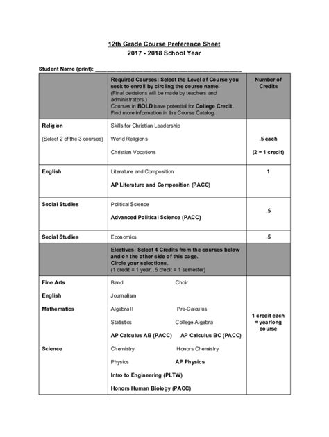 Fillable Online 10th Grade Course Preference Sheet 2020 2021 Fax Email Print Pdffiller
