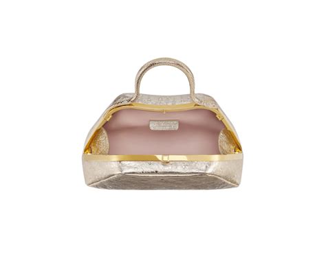 Light Gold Ostrich Leather Serpentine Mini Top Handle Bag 293792 Bvlgari