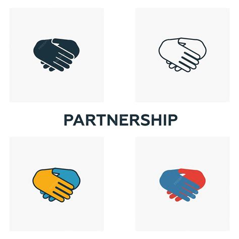Premium Vector Partnership Icon Set Four Elements In Diferent Styles