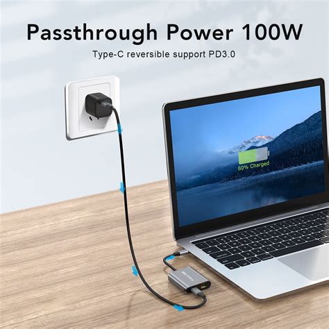 Usb C Gigabit Rj45 Adapter Met Pd100w Passthrough Vicedeal