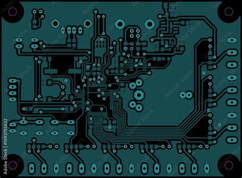 Tracing Conductors Of Printed Circuit Board Of Electronic Device Vector Engineering Drawing Of