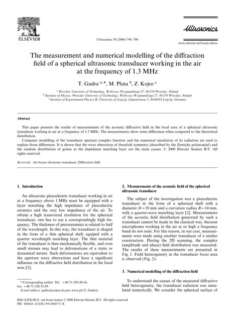 Pdf The Measurement And Numerical Modelling Of The Diffraction Field