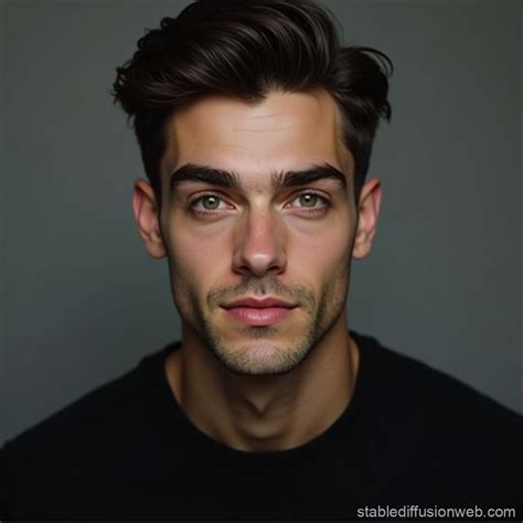 Handsome Man With Thick Eyebrows And Dark Clothing Stable Diffusion