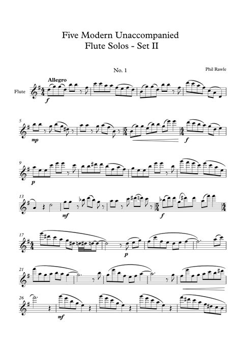 Five Modern Unaccompanied Flute Solos Set Ii Sheet Music Phil Rawle