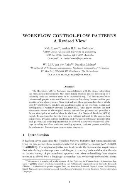 Pdf Workflow Control Flow Patterns A Revised View Dokumentips