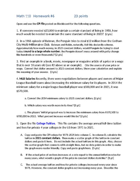 Homework 6 2023 Jjjj Math 110 Homework 6 23 Points Open And Use The Cpi File Posted On