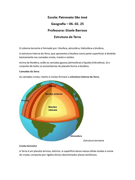 Estrutura Da Terra Geografia Pdf