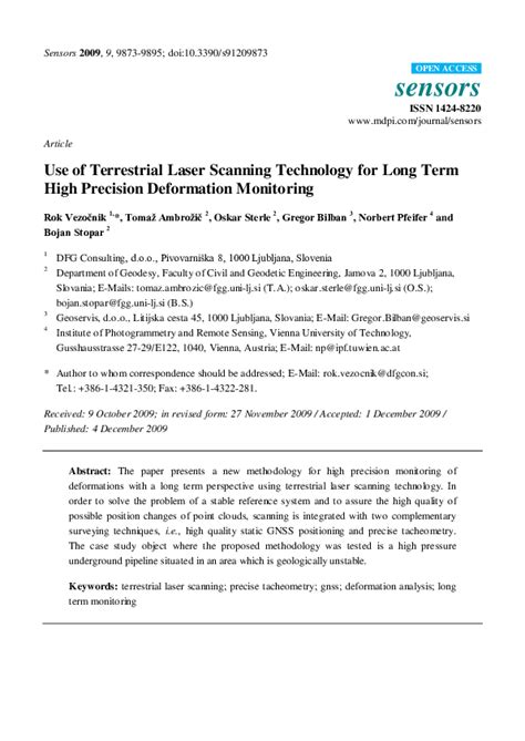 Pdf Use Of Terrestrial Laser Scanning Technology For Long Term High