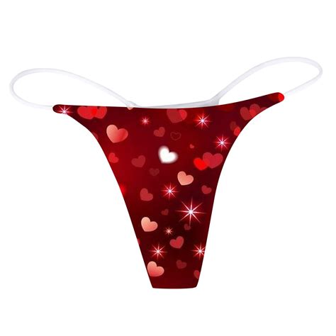 Ydfcwxw Womens Low Rise Heart Print Thong Panty Underwear B S