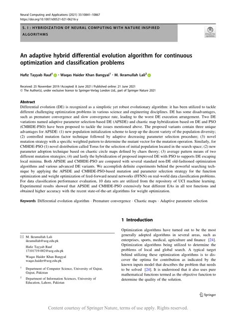 An Adaptive Hybrid Differential Evolution Algorithm For Continuous Optimization And