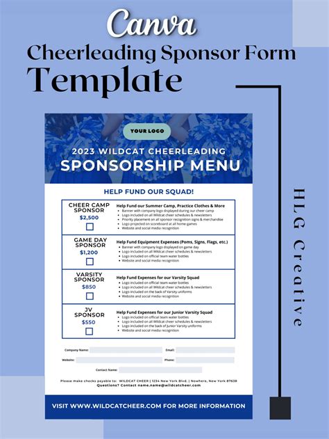 Cheerleading Sponsorship Template Canva Templates Editable Sponsor
