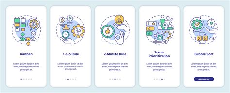 Prioritization Tools Onboarding Mobile App Screen Time Management Walkthrough 5 Steps Editable