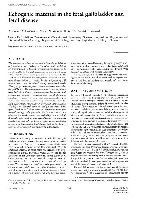 Pdf Echogenic Material In The Fetal Gallbladder And Fetal Disease