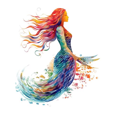 A Mermaid With A Colorful Fish Tail Ai Generative Cartoon Drawing