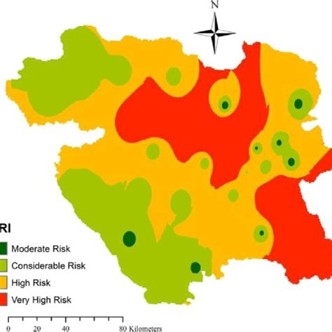 Spatial Distribution Maps Of Potential Ecological Risk Index Peri Of