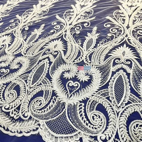 Unique Abstract Geometric Pattern Bridal Lace Fabric Oneyard