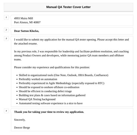 Manual QA Tester Cover Letter Velvet Jobs