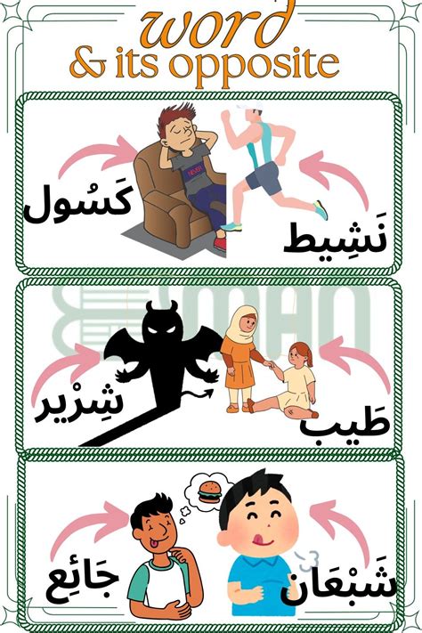 word and its opposite arabic vocabulary الكلمة وضدها في اللغة العربية