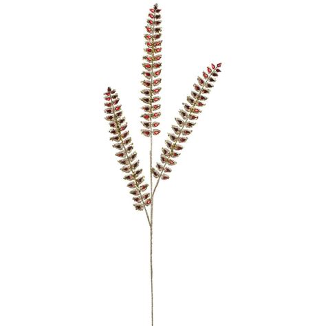 34 5″ Glittered Rhinestone Mini Leaf Spray X3 Red Silk Flower Depot