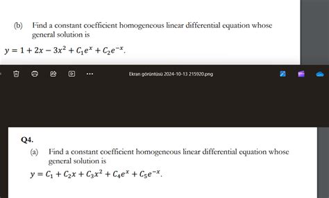 Solved B ﻿find A Constant Coefficient Homogeneous Linear