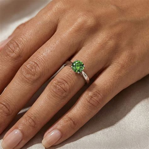 1 5 Carat Round Green Diamond Solitaire Engagement Ring