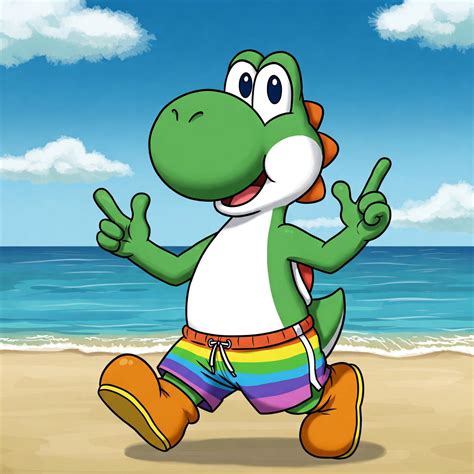 Yoshi At The Beach Gemini Ai By Diimaster322 On Deviantart