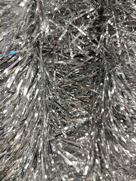Premium Photo Glittering Silver Tinsel