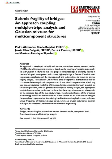 Pdf Multivariate Seismic Fragility Analysis Of Bridges