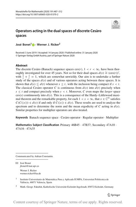 Operators Acting In The Dual Spaces Of Discrete Cesàro Spaces Request Pdf