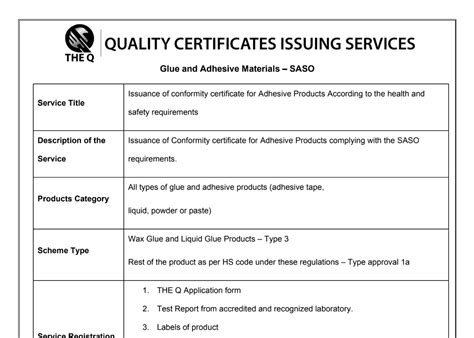 Glue And Adhesive Materials Certificate Requirements Quality Product