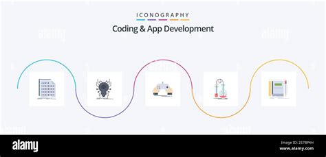 Coding And App Development Flat 5 Icon Pack Including Chemistry Virus
