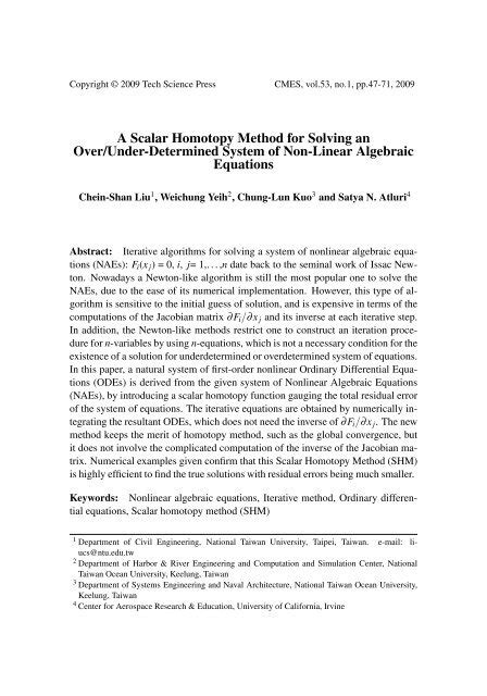 A Scalar Homotopy Method For Solving An Over Techscience