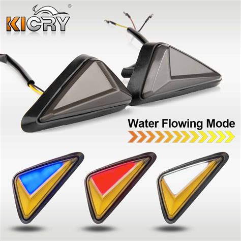 Kicry 1 Pair Motorcycle Flush Mount Triangle Turn Signal Light Water