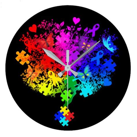Autism Spectrum Tree Large Clock