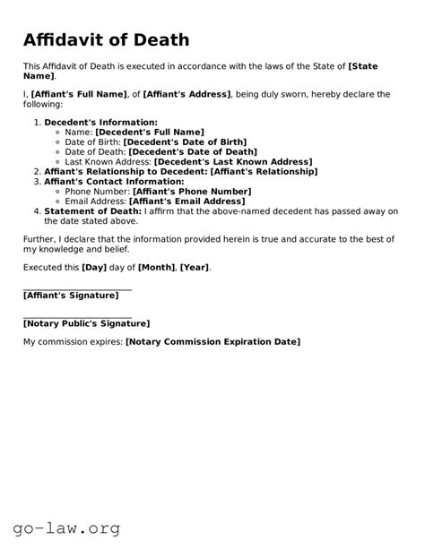 Valid Affidavit Of Death Forms ⋆ Simple Pdf Template