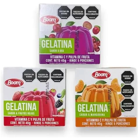 Gelatina Boom 5 Raciones Por Cajita De 40 Gramos Alimentos La