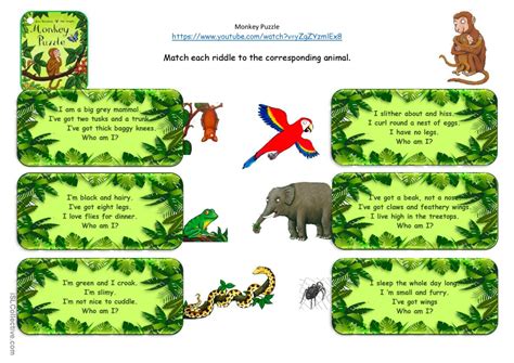 Monkey Puzzle Reading Warmer Fill English Esl Worksheets Pdf And Doc
