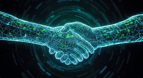 Handshake Collaboration In The Tech Age Symbolizing Partnership Technology Innovation Connection