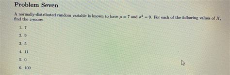 Solved Problem Seven A Normally Distributed Random Variable