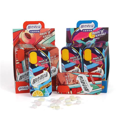 Tin Package Mints Candies Peach Taste Sugar Free Mint Candy Lemon Flavor