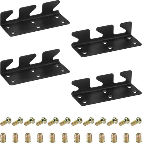 4 Pcs Heavy Duty Bed Rail Support Bracketsthree Hook Bed Frame