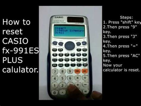 How To Reset Casio Fx 991ES PLUS Calculator YouTube