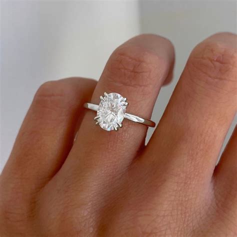 Cora Jewellery 3ct Double Prong Oval Moissanite Hidden Halo Engagement