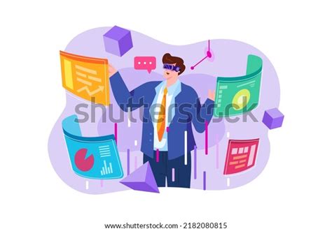 Business People Doing Analysis Using Vr Stock Vector Royalty Free