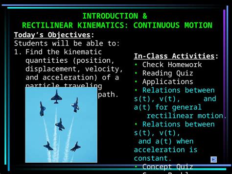 Ppt Introduction And Rectilinear Kinematics Continuous Motion