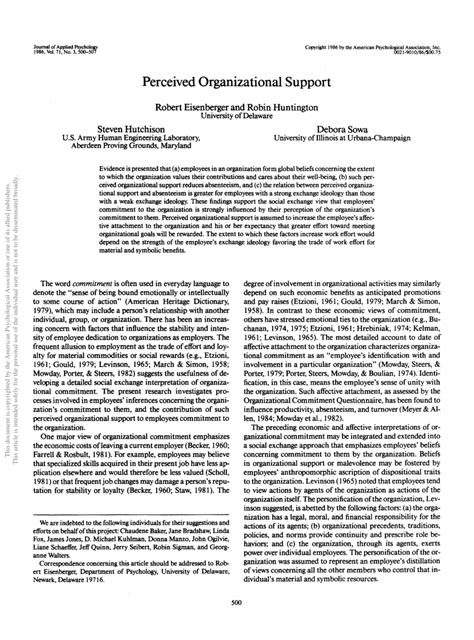 Perceived Organizational Support